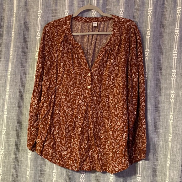Old Navy | Tops | Rust Floral Blouse | Poshmark
